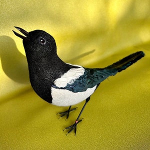 Textile Sculpture Magpie Bird - Etsy