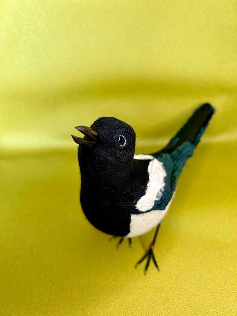Textile Sculpture Magpie Bird - Etsy