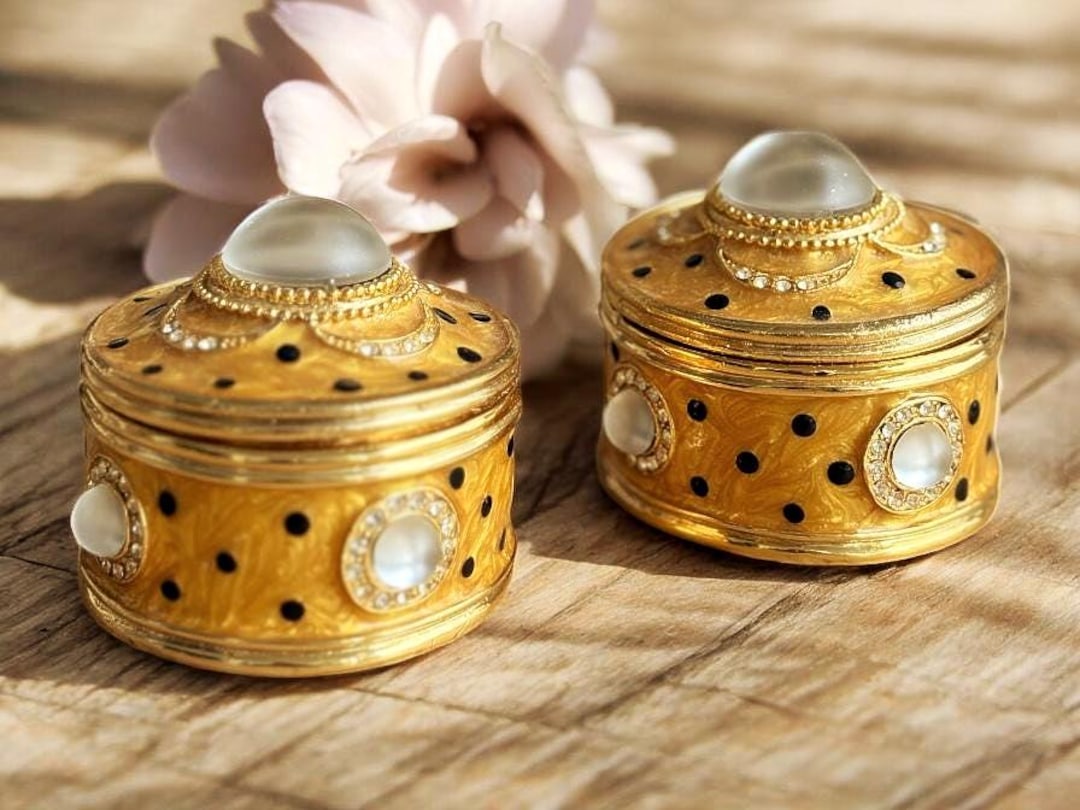 Vintage Trinket Box, Set of 2, Vintage Trinket Ring Boxes, Metal ...