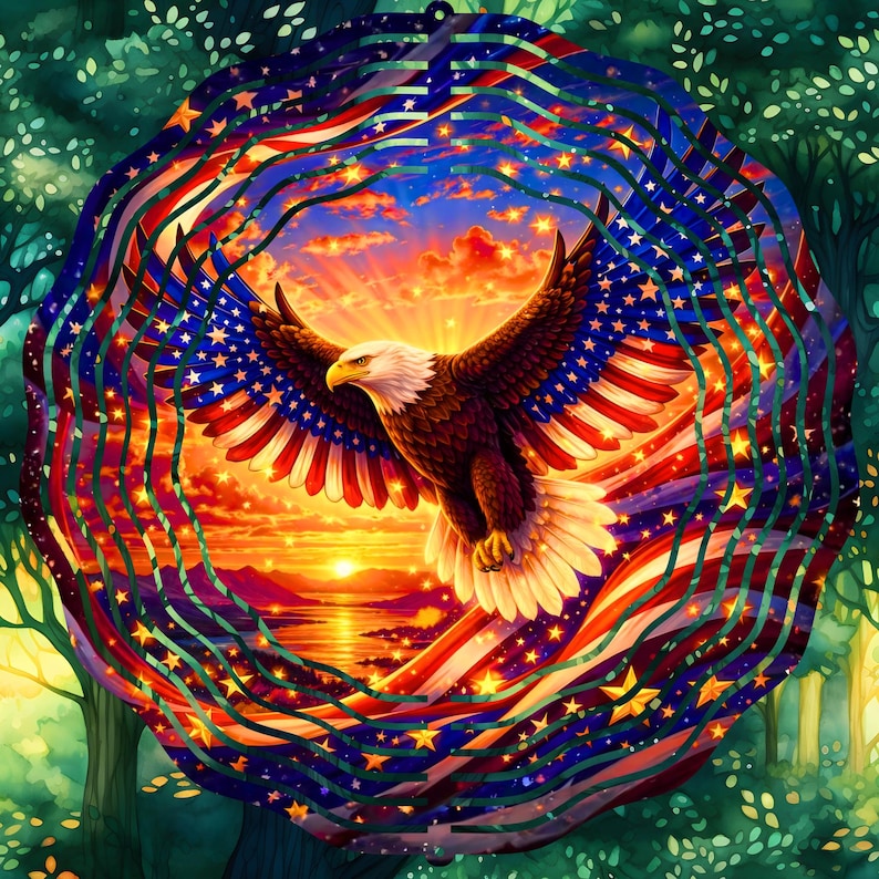America Patriotic Eagle USA Flag 4th July Independence 12'' Wind ...