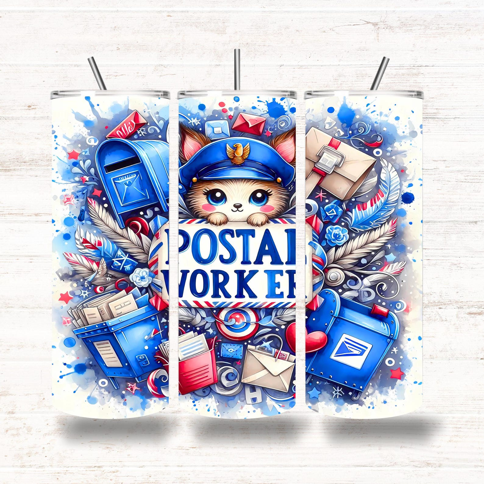 Postal Worker 20 OZ Skinny Tumbler Wrap| Seamles & Straight Sublimation ...