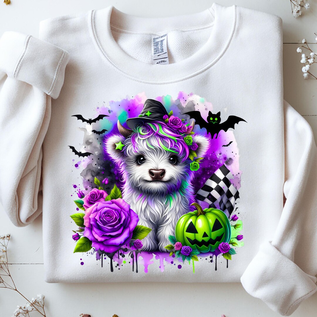 Cute Ghoul Highland Cow Sublimation Design Instant Download Halloween ...