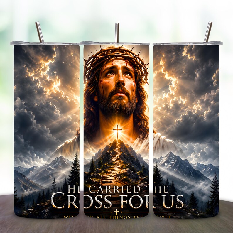 Jesus Cross 20 OZ Tumbler Wrap PNG Christian Faith Design Sublimation ...