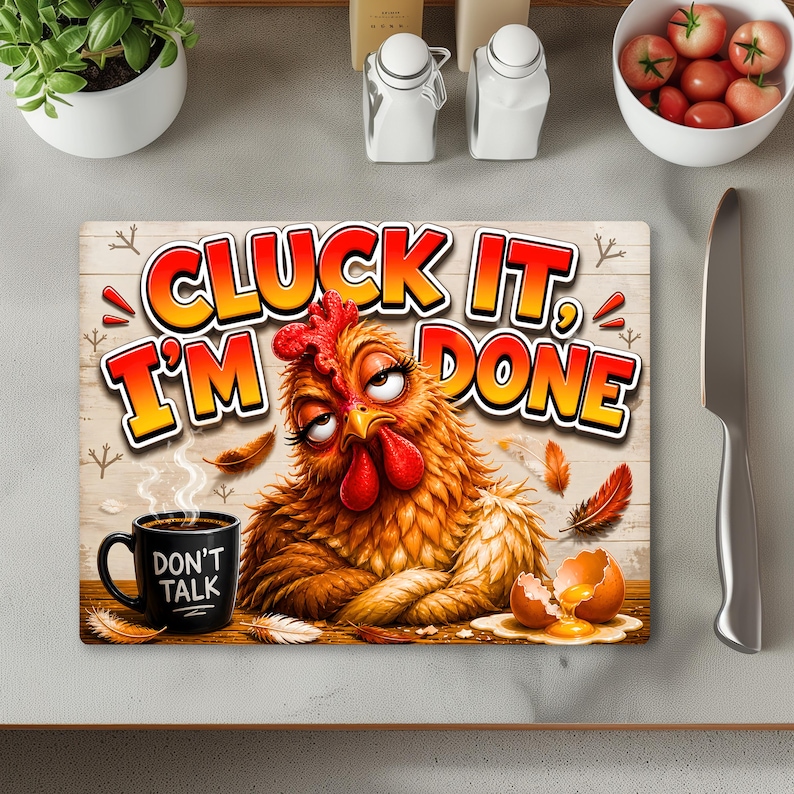 Cluck It Funny Sarcastic Chicken Rustic Farm Cutting Board Sublimation ...