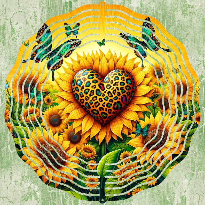 Leopard Print Heart Spring Trendy Sunflower Butterfly Yellow Camp 12 ...