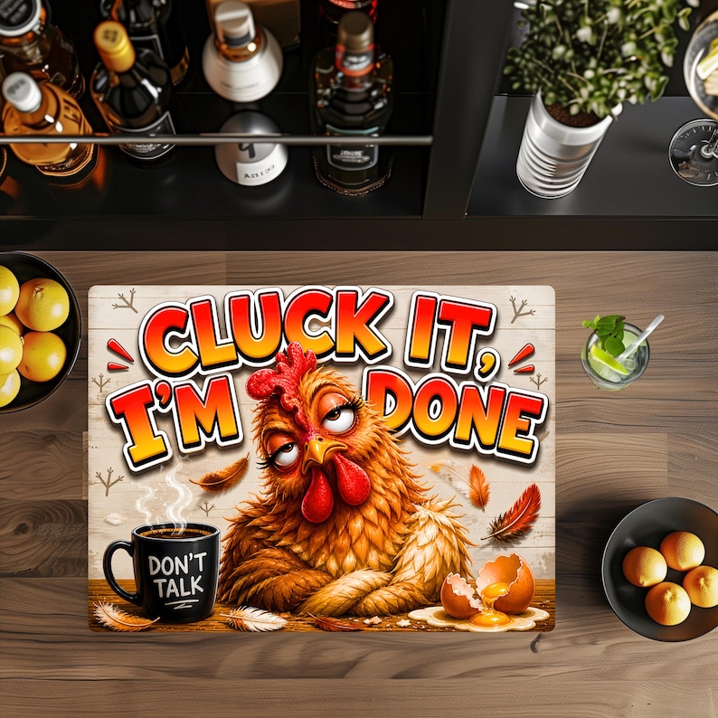 Cluck It Funny Sarcastic Chicken Rustic Farm Cutting Board Sublimation ...
