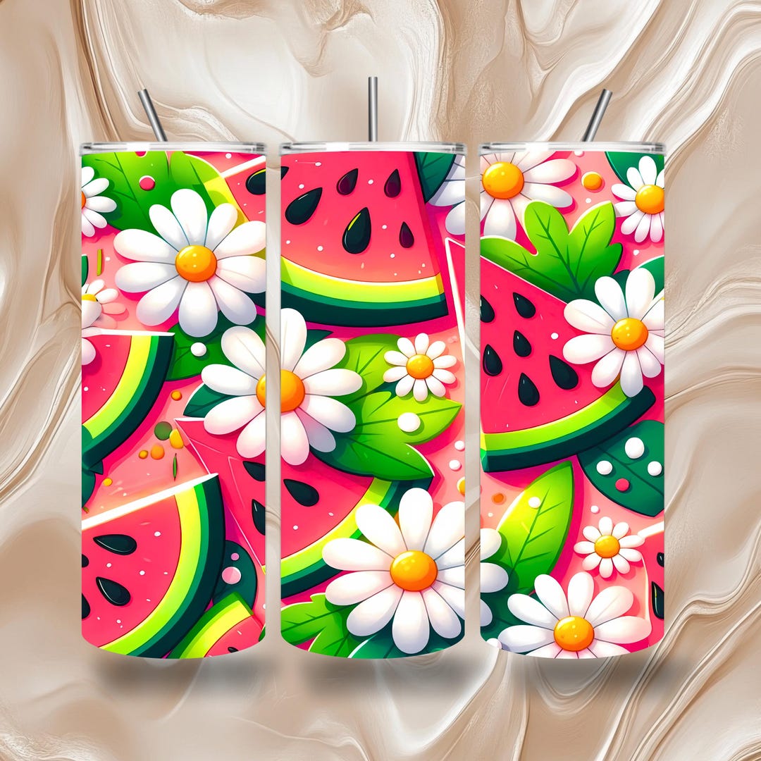 Daisy Watermelon 20 OZ Skinny Tumbler Sublimation Design (digital ...