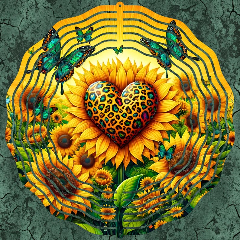 Leopard Print Heart Spring Trendy Sunflower Butterfly Yellow Camp 12 ...