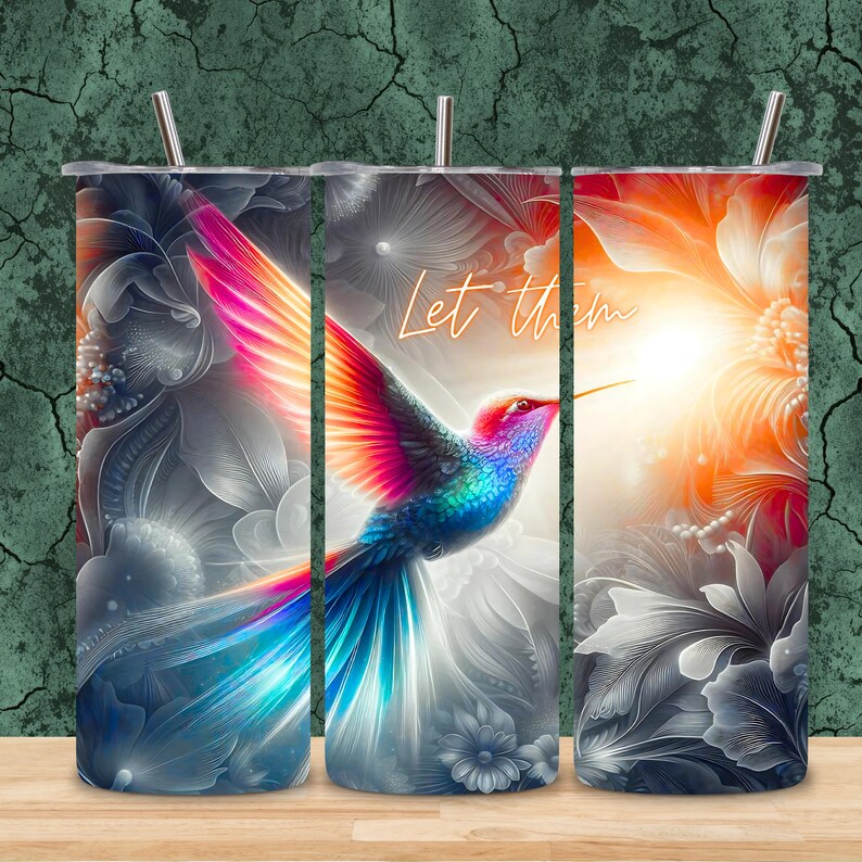 Neon Hummingbird Tumbler Wrap, Seamless Sublimation Design (digital ...