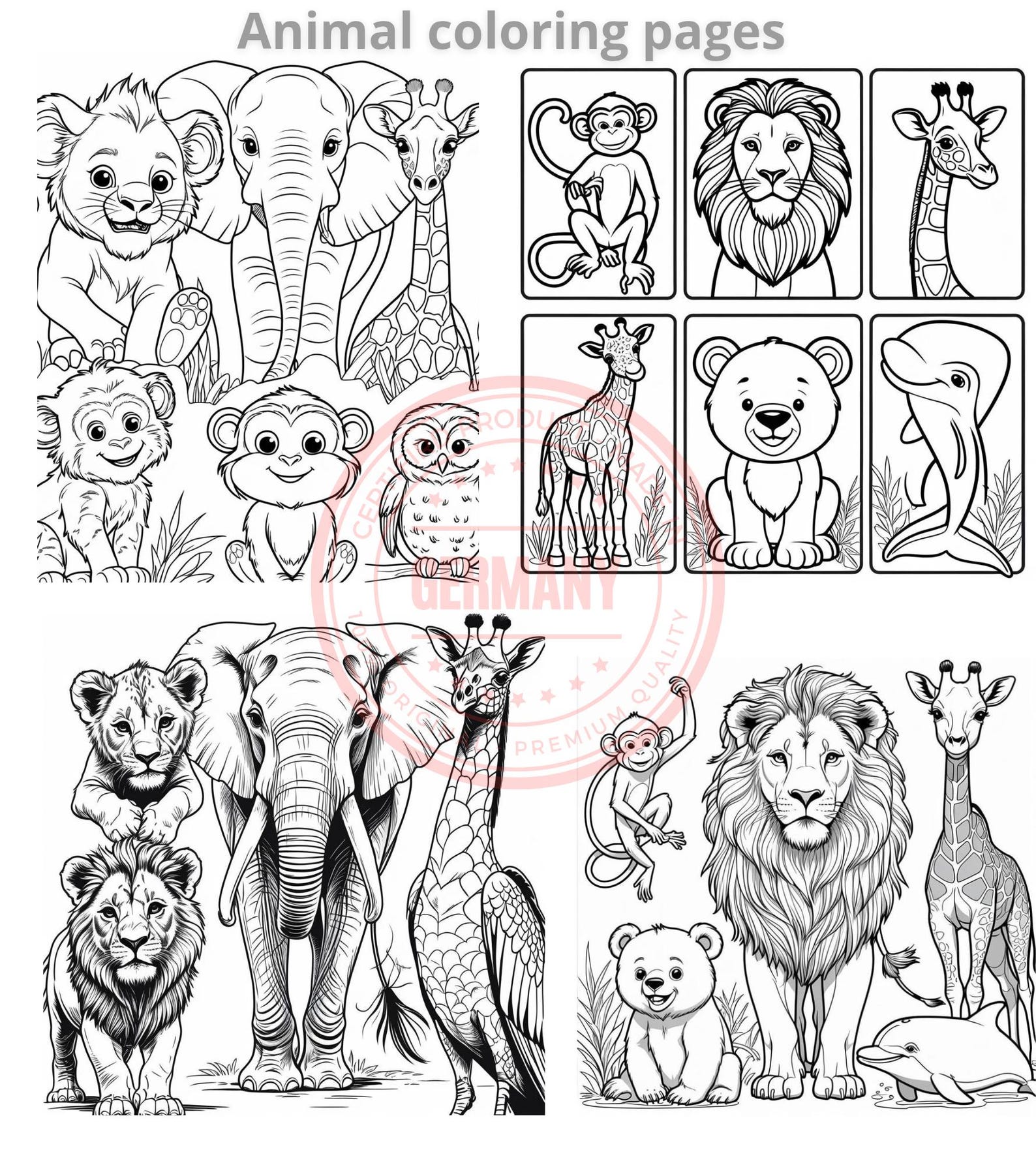 Animal Coloring Book for Kids: Zoo & Farm Pages (digital Download PDF ...