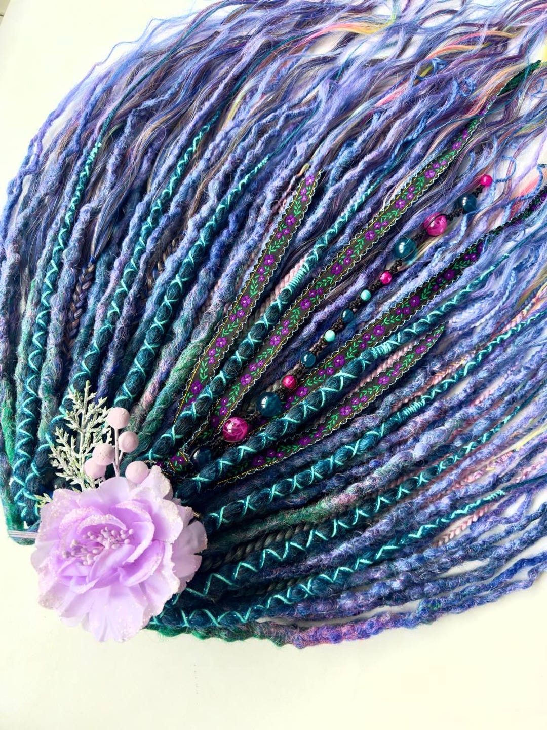 Fantasy Mermaid Boho Dreadlock Extensions Set – Ocean Rainbow Braids ...