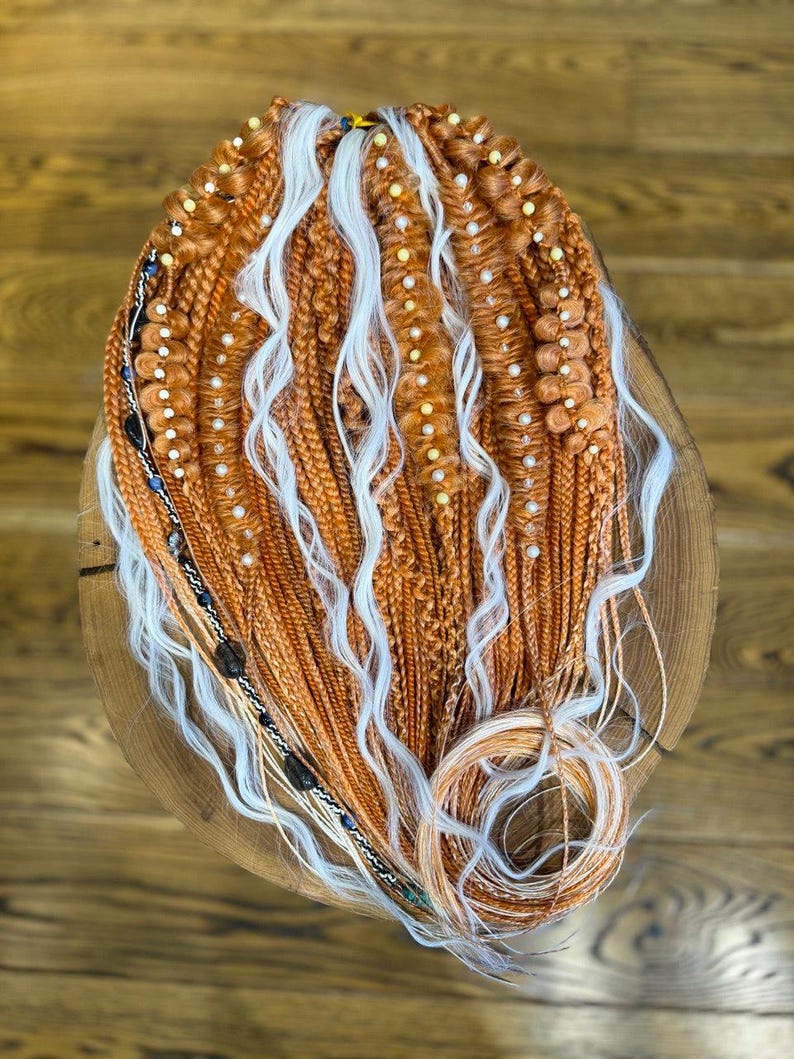 Copper Ginger Boho Dreadlock Extensions, Synthetic Dreads, Braided Hair ...