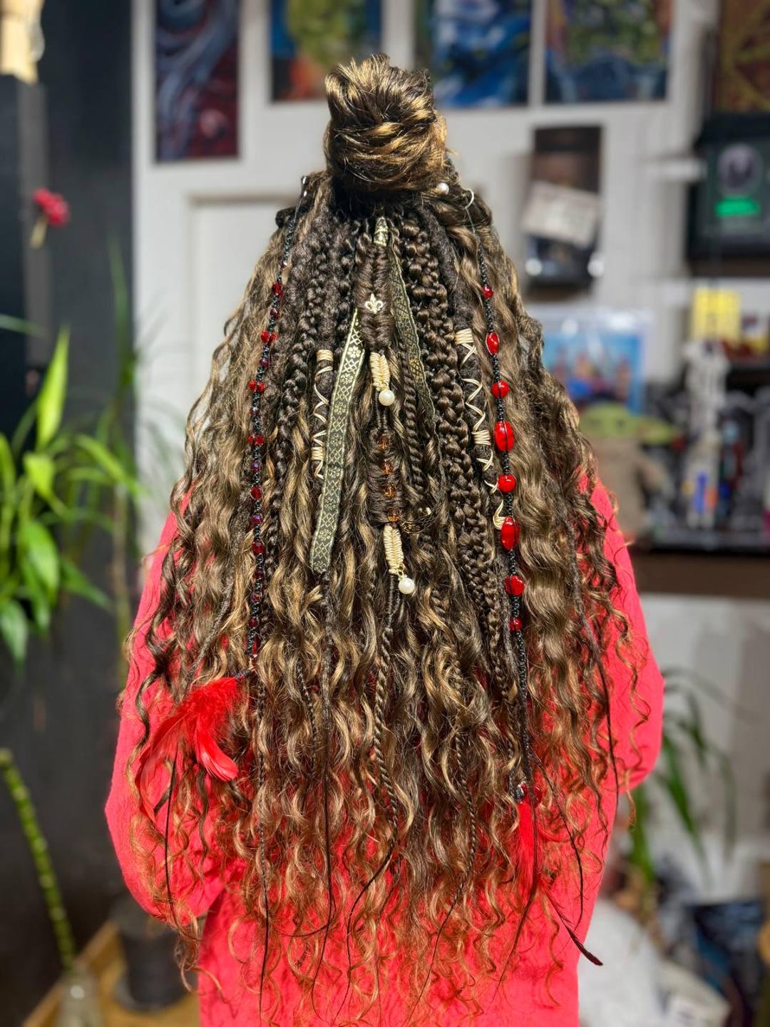 Boho DE Dreads Set Curly Ends, Brown Blonde Mix, Handmade Synthetic ...