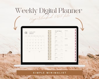 2025 Digital Planner and Calendar Hyperlinked Customizable Monthly ...