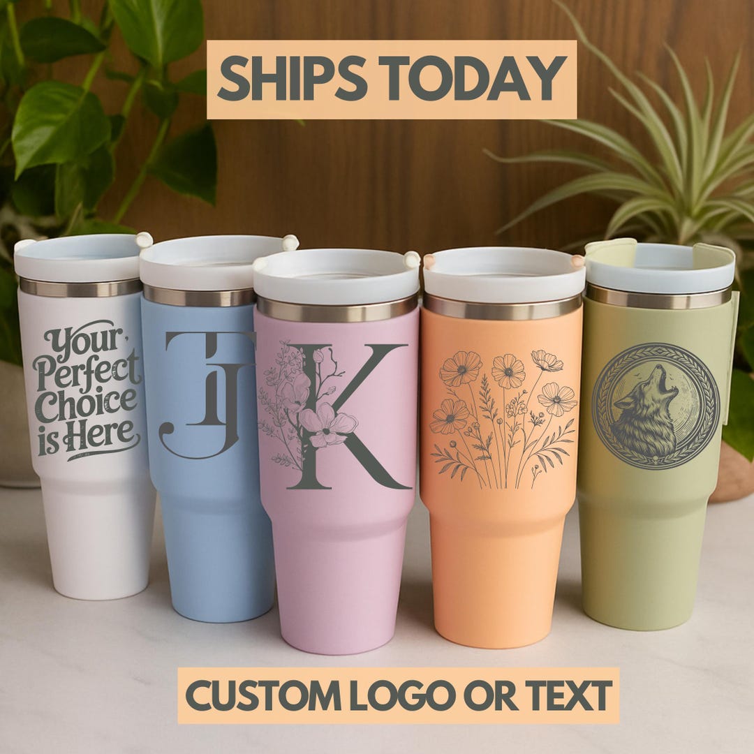 Personalized 40oz Tumbler, ADD YOUR LOGO, Powder Coated, Laser Engraved ...