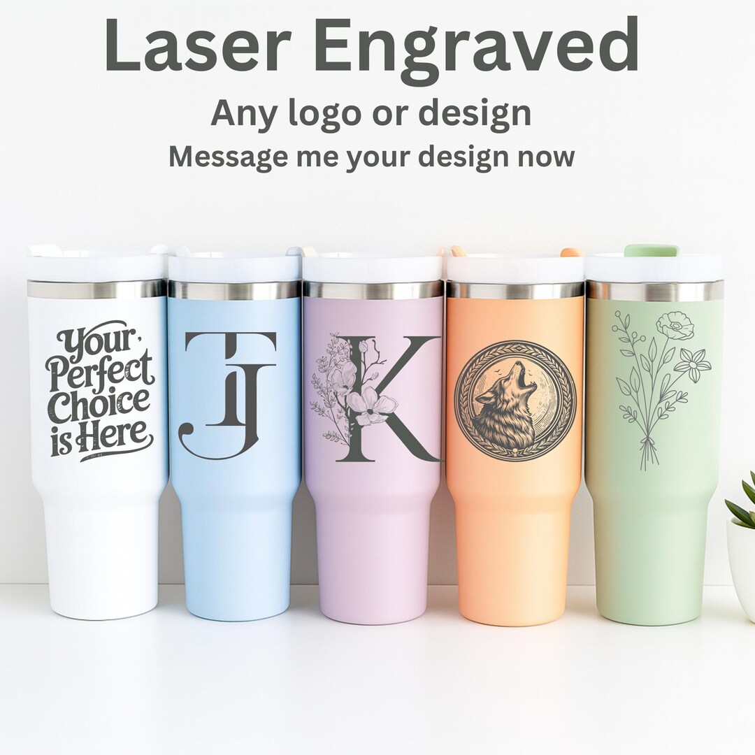 Personalized 40oz Tumbler, ADD YOUR LOGO, Powder Coated, Laser Engraved ...