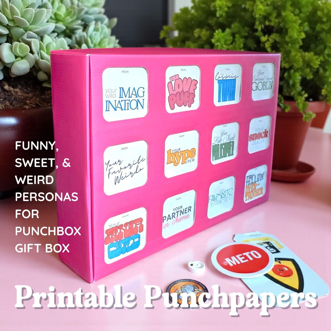 Funny Punchbox Labels: 30 Goofy Gift Personas (printable PDF) - Etsy