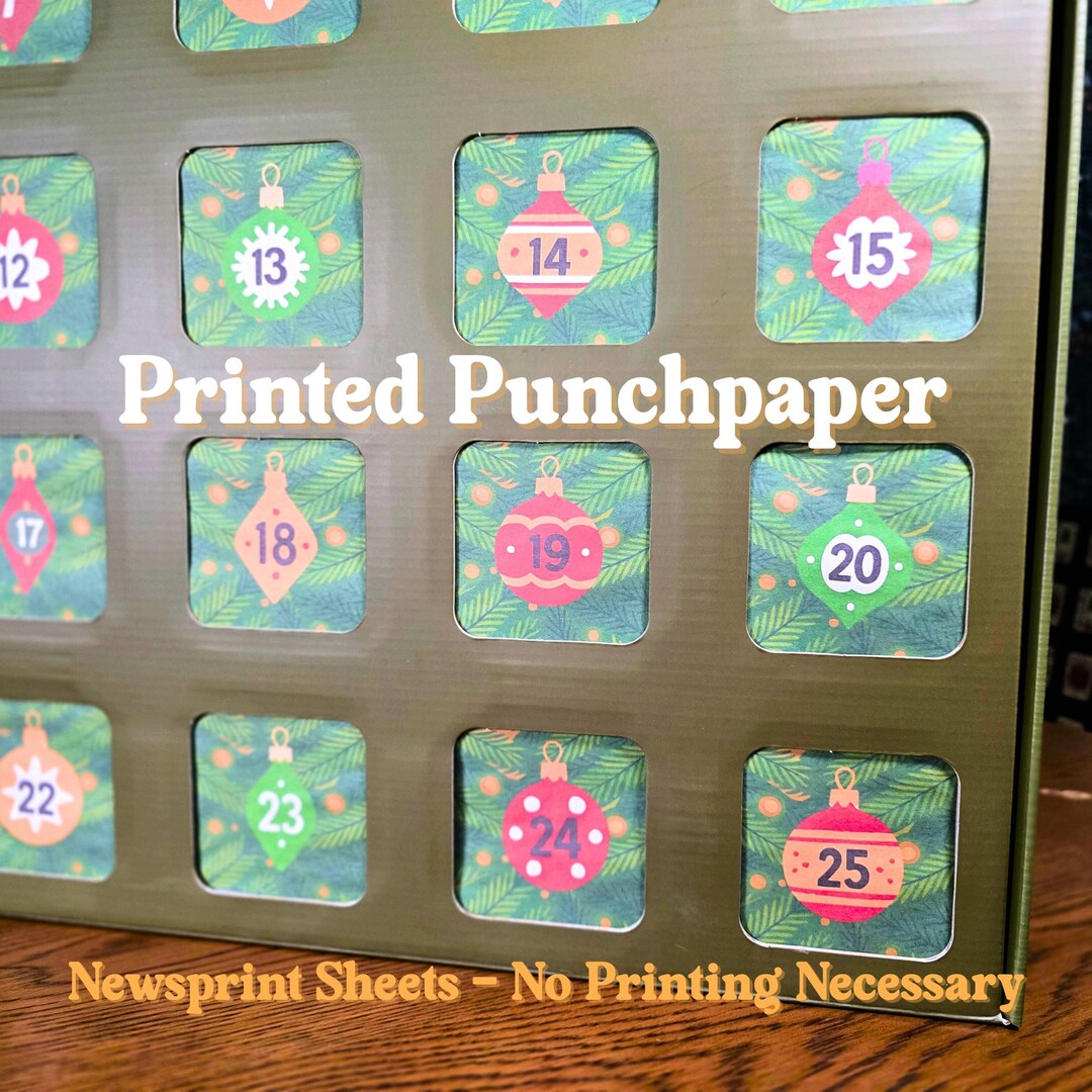 Printed Advent Calendar Punch Papers: Retro Ornament Design - Etsy