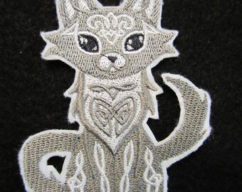 Large Embroidered Cat Skeleton Iron On Patch Cat Patch Cat | Etsy