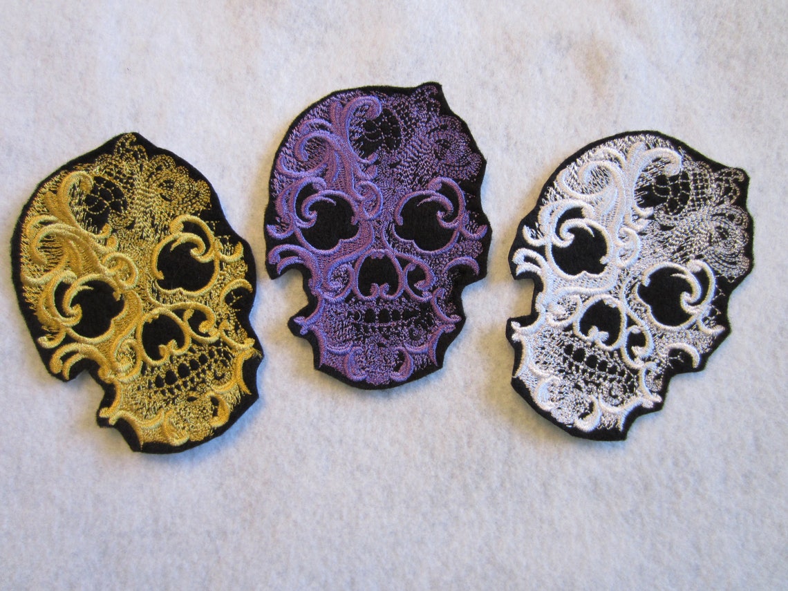 Embroidered Skull Iron on Patch Iron on Patch Skull Patch | Etsy