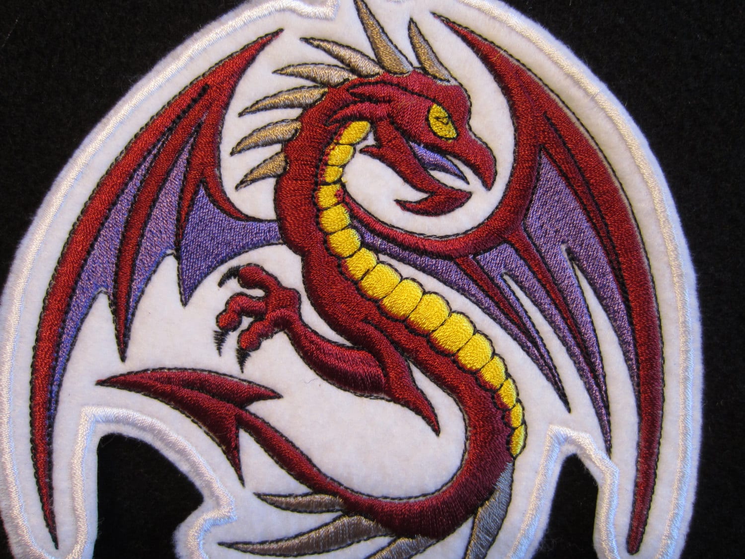 Large Embroidered Winged Dragon Iron on Patch, Iron on Dragon Patch ...