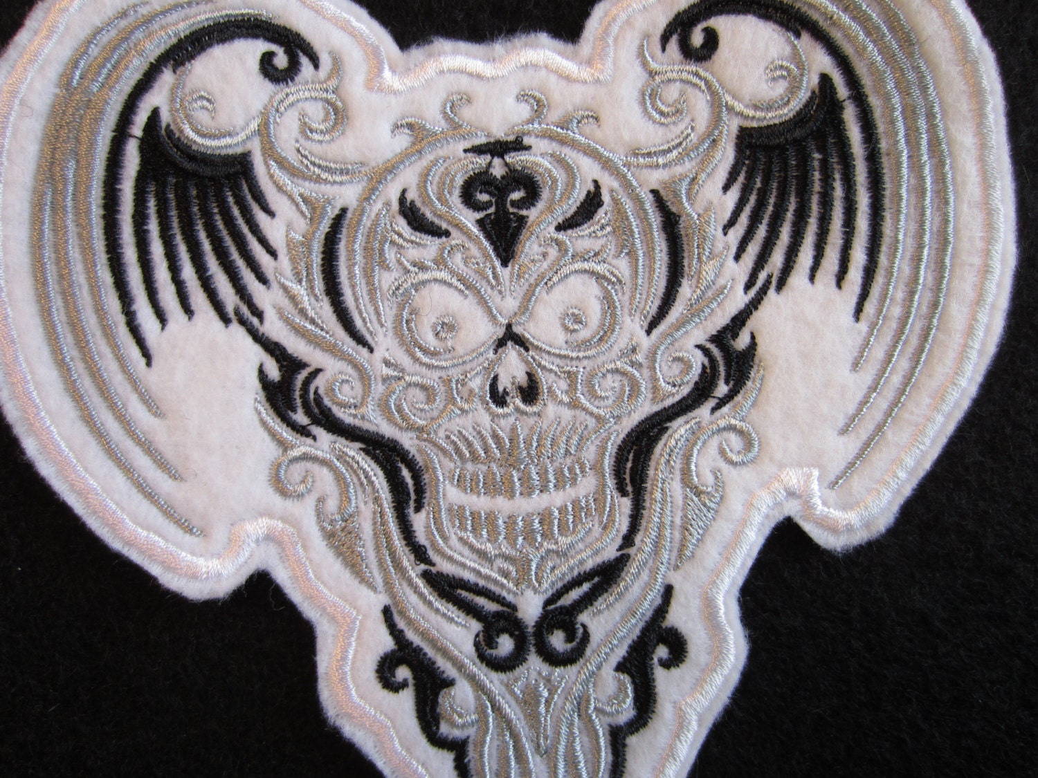Embroidered Winged Skull Iron on Patch. Skull Patch Skeleton | Etsy