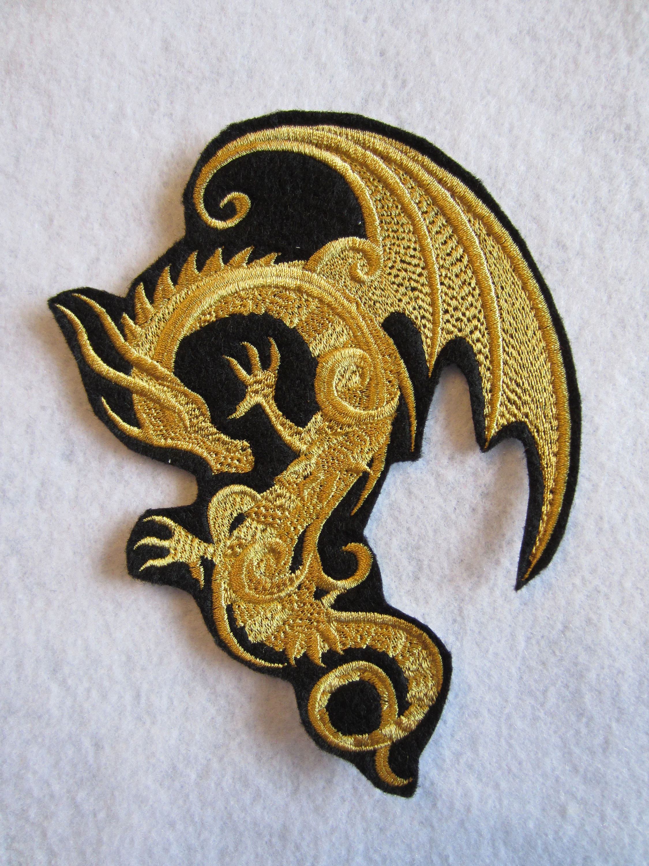 Large Embroidered Winged Dragon Iron On Patch Dragon Patch | Etsy