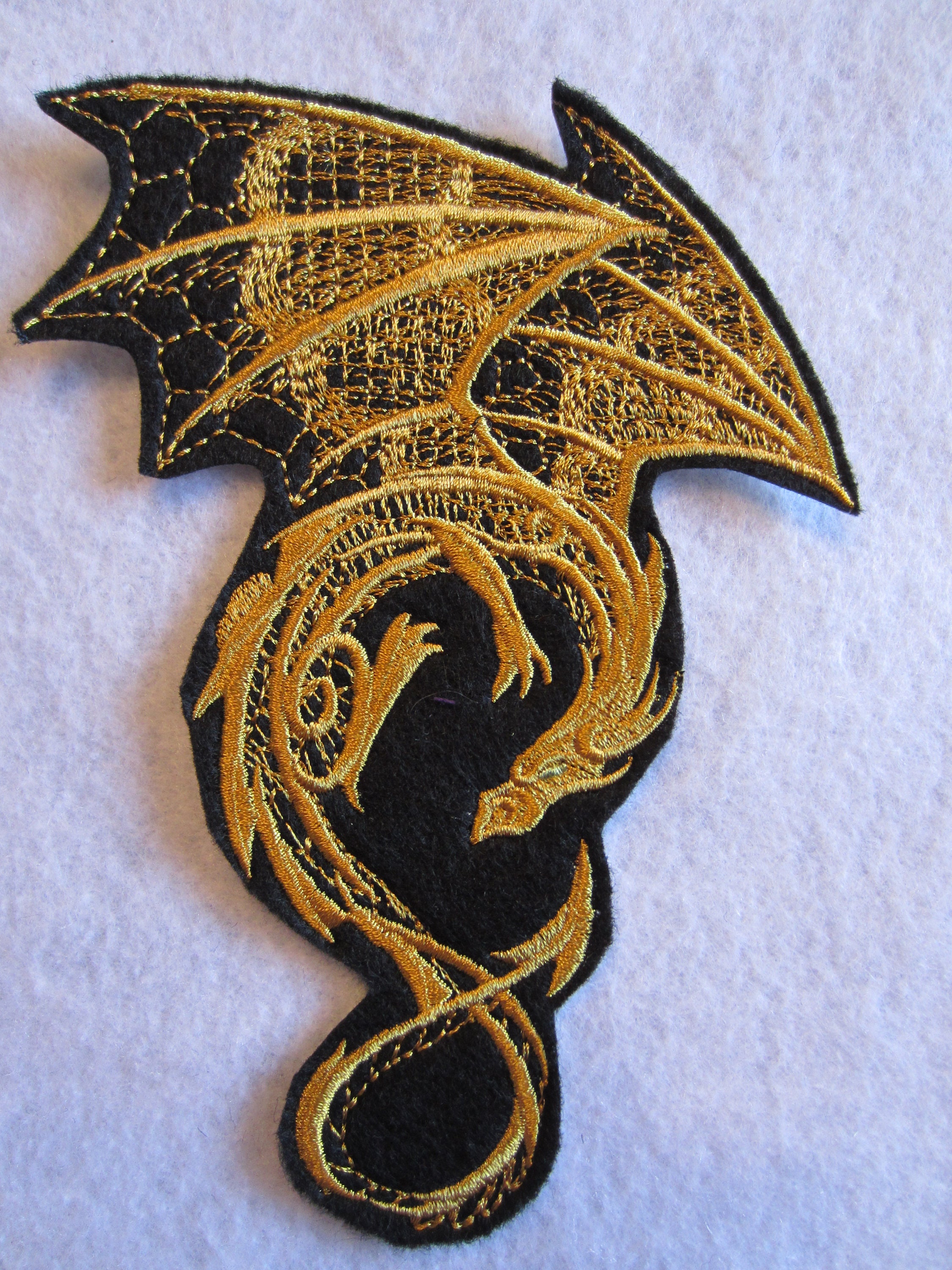 Embroidered Winged Dragon Iron on Patch, Dragon Applique. Dragon Patch ...