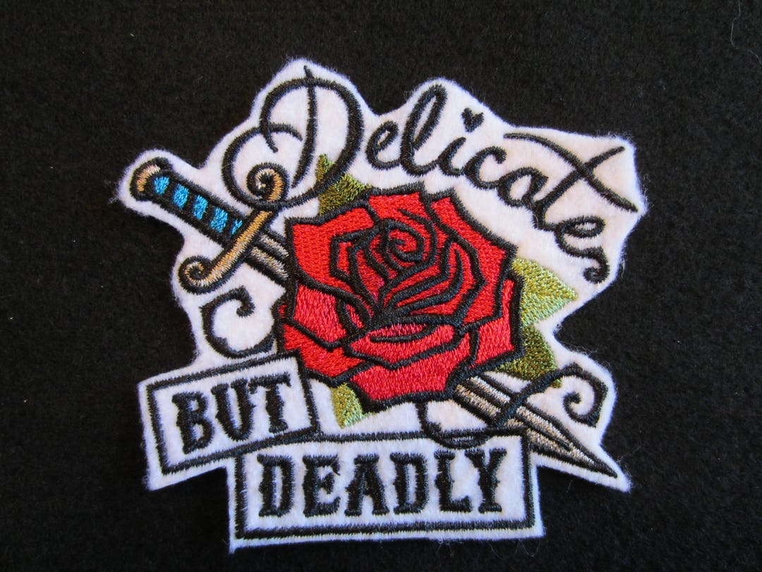 Embroidered Rose and Dagger Iron on Patch, Rose Patch, Iron on Patch ...