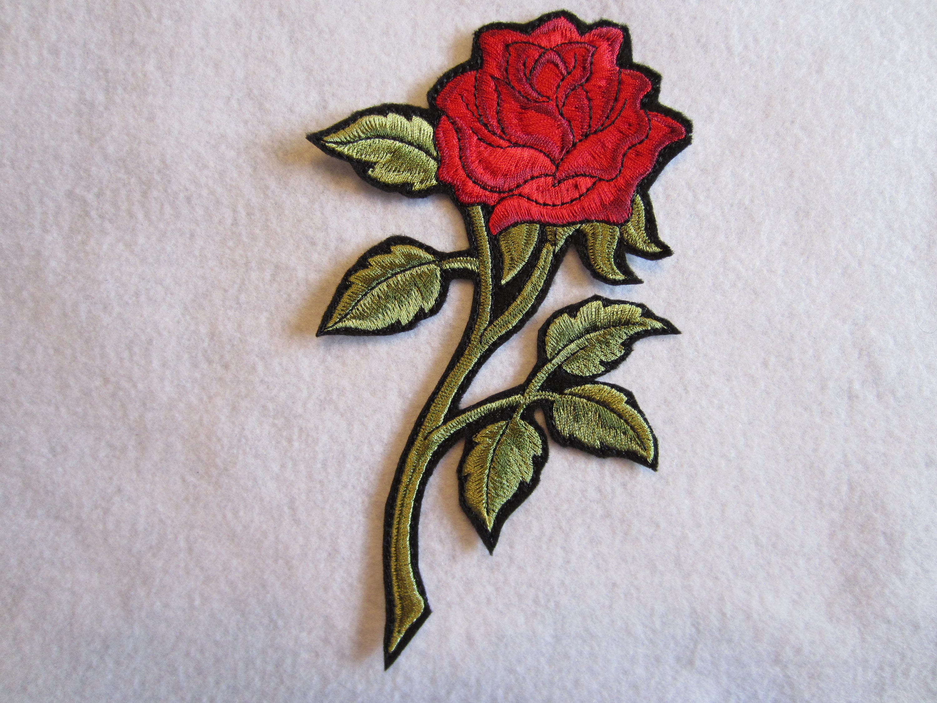 Embroidered Red Rose Iron on Patch. Rose Patch Red Rose Rose - Etsy
