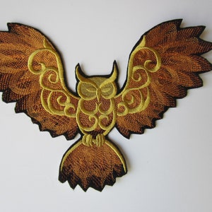 Large Embroidered Owl Patch, Iron on Owl Patch, Owl, Owl Patch, Owl ...