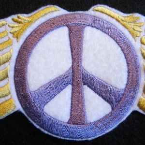 Embroidered Winged Peace Sign Iron on Patch, Iron on Patch, Peace Sign ...