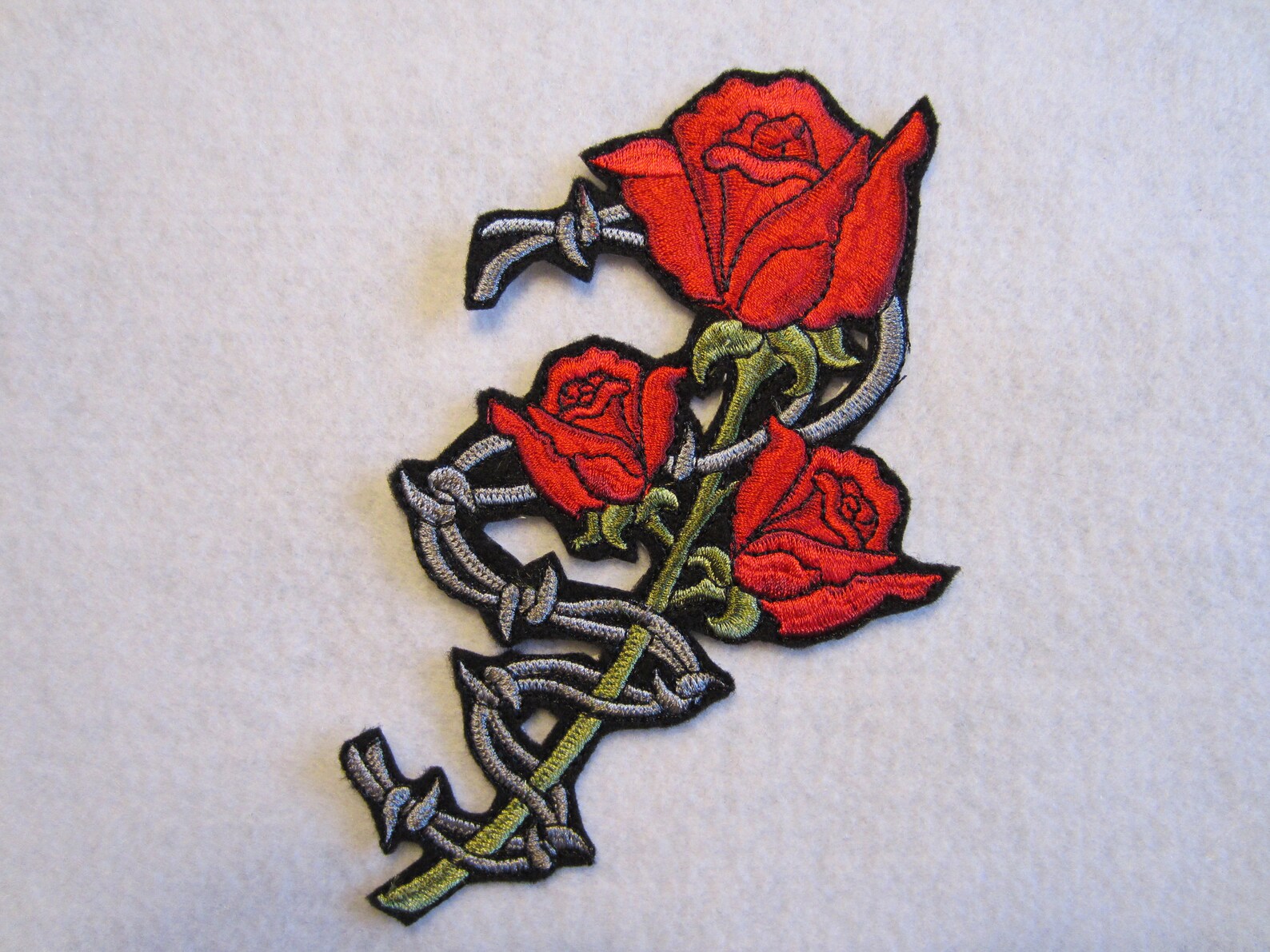 Embroidered Rose Wrapped With Barbwire Iron on Patch Rose - Etsy