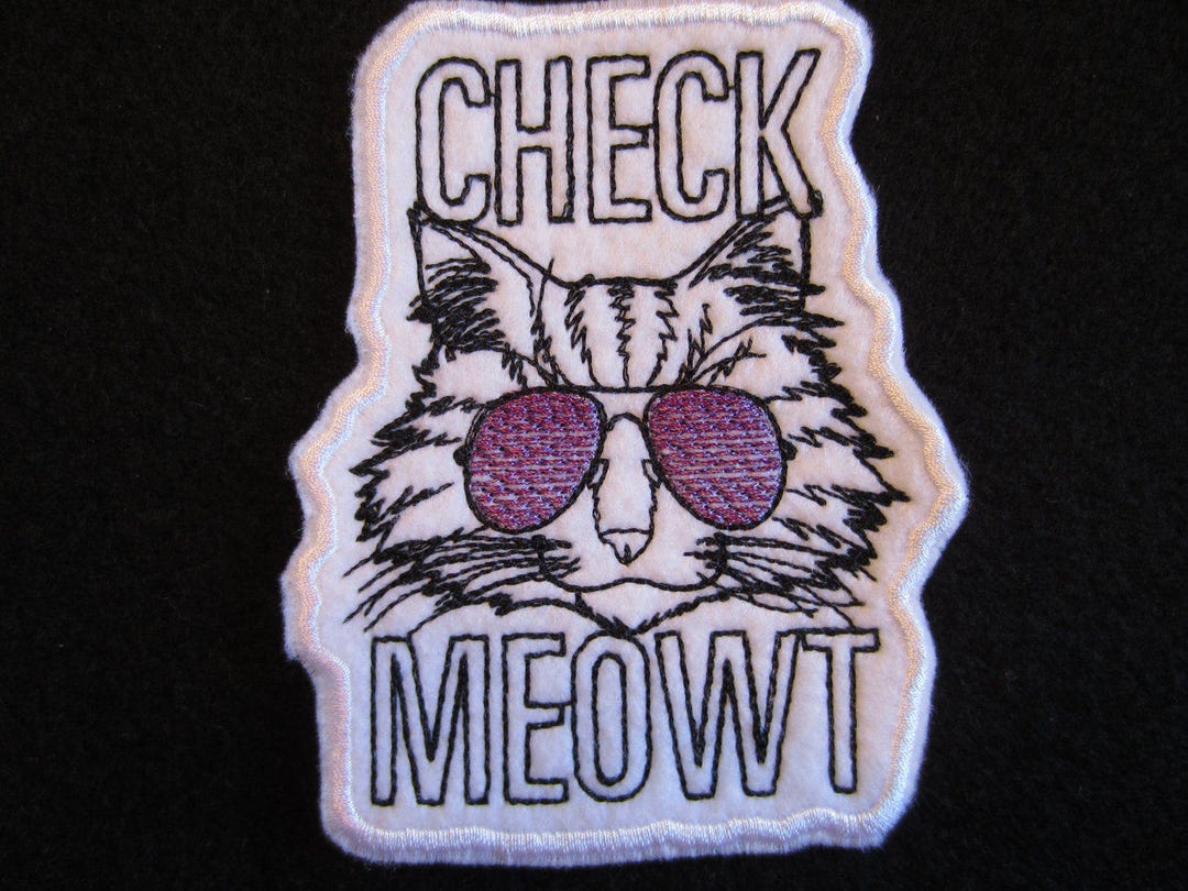Embroidered Cat Iron ON Patch, Cat Patch, Check Meowt Patch, Iron on ...