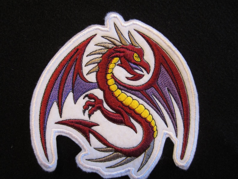 Large Embroidered Winged Dragon Iron on Patch, Iron on Dragon Patch ...