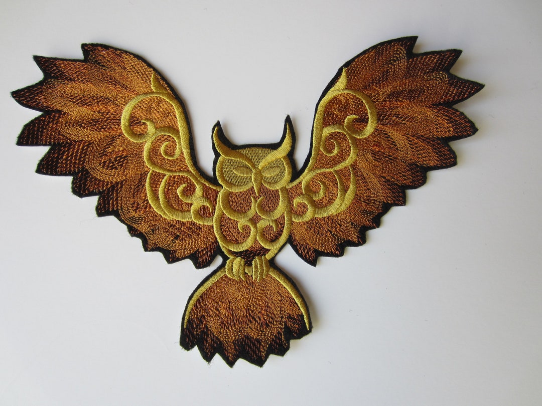 Large Embroidered Owl Patch, Iron on Owl Patch, Owl, Owl Patch, Owl ...