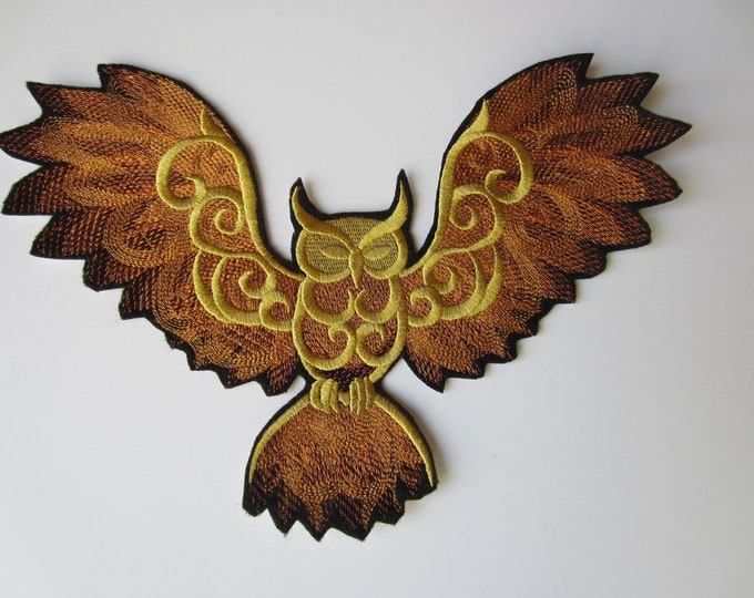Large Embroidered Owl Patch, Iron on Owl Patch, Owl, Owl Patch, Owl Applique, Biker Patch - Etsy