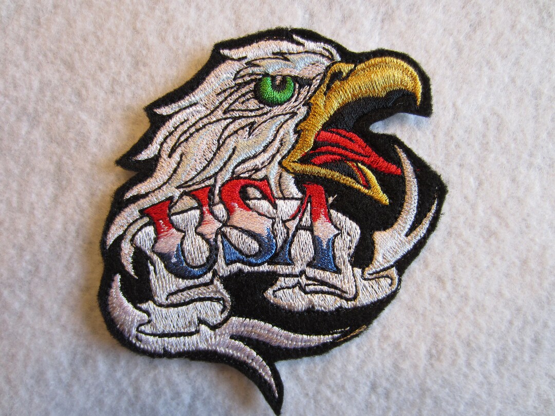 Embroidered Eagle Head Iron on Patch, USA, Eagle USA Patch, Iron on ...