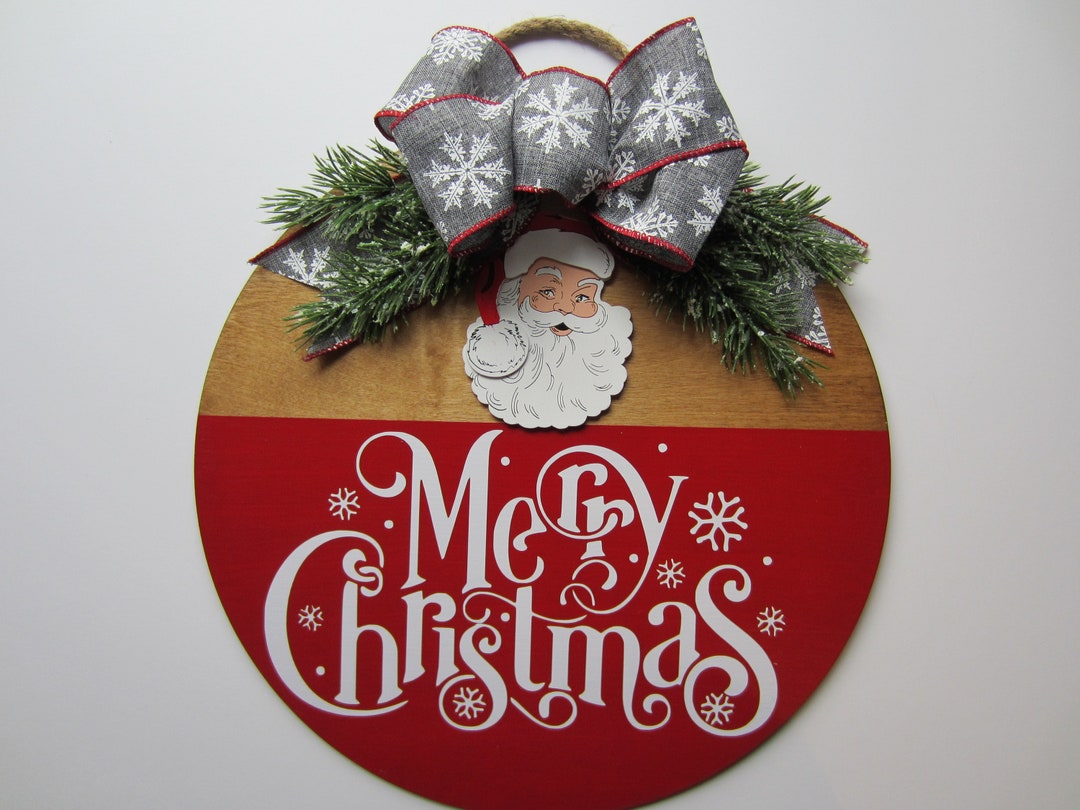 Wooden Christmas Round Door Hanger Sign Christmas Sign - Etsy