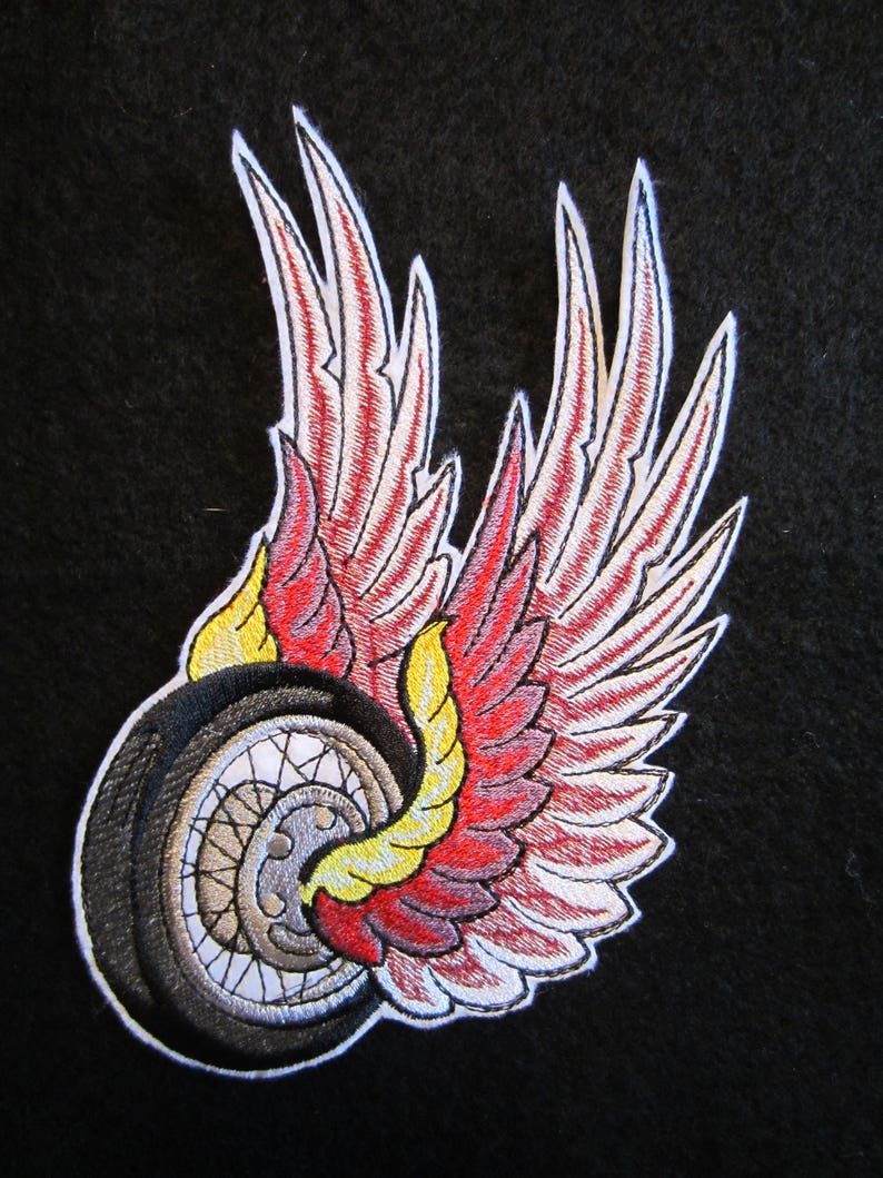 Embroidered Winged Wheel Iron on Patch, Winged Wheel, Iron on Patch ...