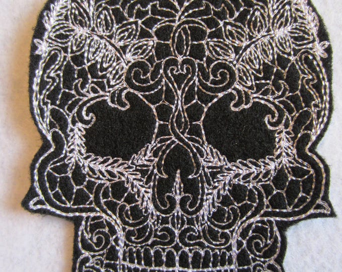 Embroidered Sugar Skull Iron on Patch, Iron on Patch, Sugar Skull, Biker Patch, Sugar Skull ...