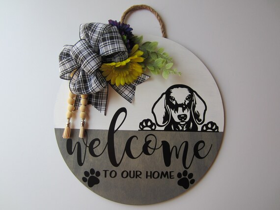 Wooden Sign Dachshund Sign Dog Sign Door Hanger Round Wood - Etsy