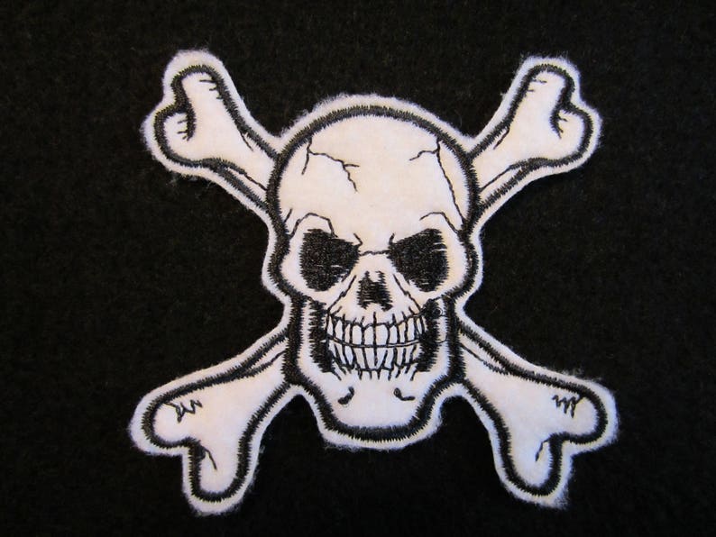 Embroidered Skull And Cross Bones Iron On Patch Skull Patch | Etsy