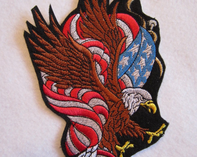 Embroidered American Eagle and Flag Applique Patch, America, Patches ...