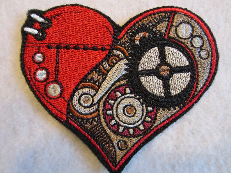 Embroidered Steam Punk Iron on Patch Heart Patch Steam Punk - Etsy