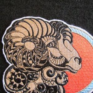 Aries the Ram Embroidered Zodiac Sign Iron on Patch, Iron on Patch ...