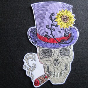 Embroidered Skull With Top Hat, Skull Iron on Patch, Skeleton Patch ...