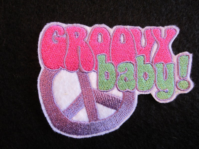 Embroidered Groovy Baby Peace Sign Iron on Patch 60's - Etsy