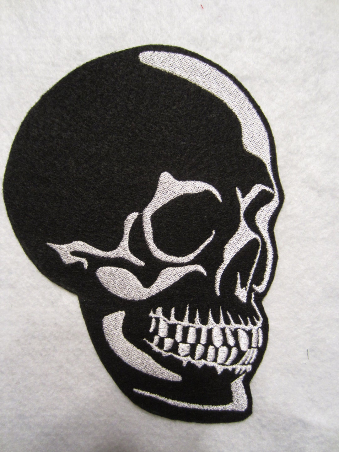 Large Embroidered Skull Iron on Patch, Skull Patch, Skeleton Patch ...
