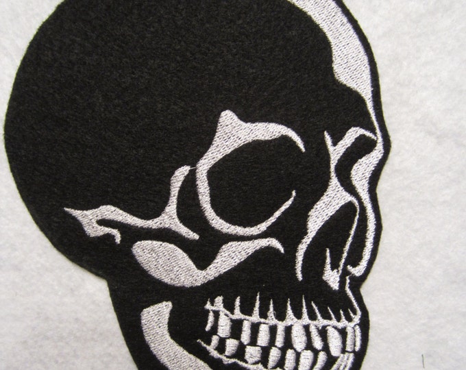 Large Embroidered Skull Iron on Patch, Skull Patch, Skeleton Patch, Iron on Skull Applique - Etsy